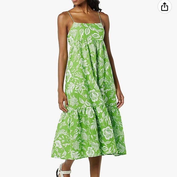 Goodthreads | Dresses | New Womens Xl Green Floral Tropical Print Linen ...